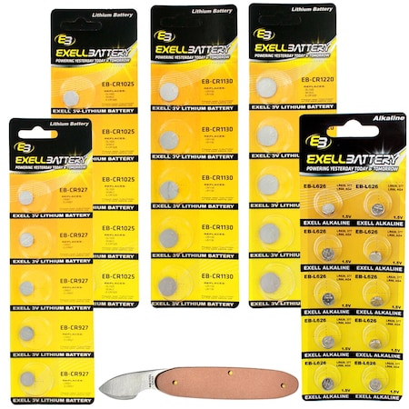 Exell Battery 31pc Essential Batteries Kit CR1025 CR1130 CR1220 CR927 ...