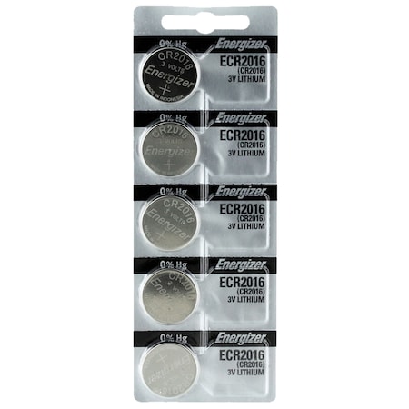 Energizer ECR2016 3V Lithium Coin Cell Battery Replaces CR2016, PK 5 ...