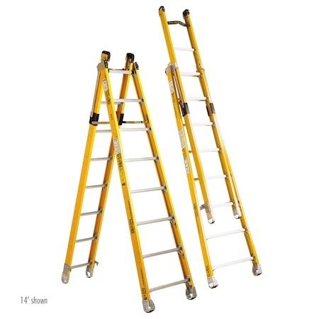 Bauer Ladder 13 ft 5 in, Fiberglass, 375 lb Load Capacity 36108 | Zoro