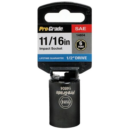 Pro-Grade Tools 1/2" Dr. 6 Pt. 11/16" Impact Socket 14604 | Zoro