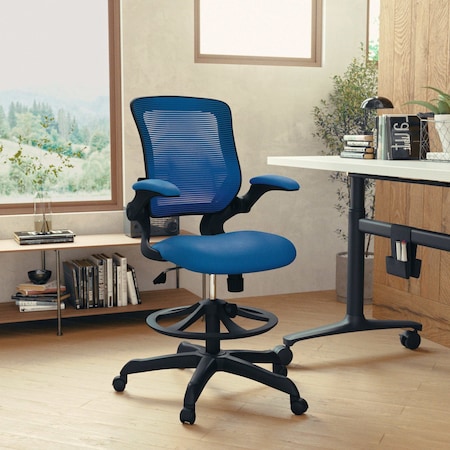 Flash Furniture Drafting Chair Blue Mesh Drafting Chair, Mesh, Blue BL ...