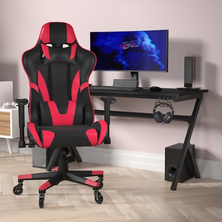 Flash Furniture Red LeatherSoft Gaming Chair with Roller Wheels CH ...