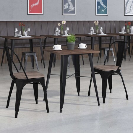 Flash Furniture Square Square Black Metal Table Set with Wood T, 26" W ...