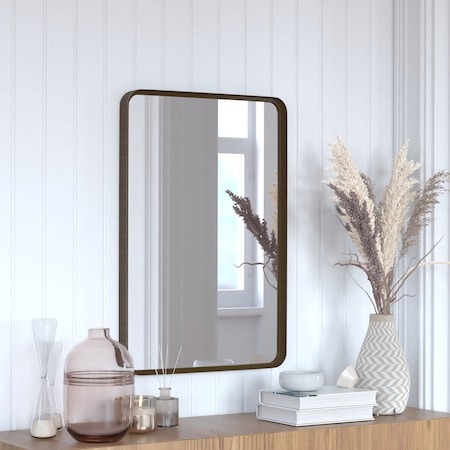 Flash Furniture Bronze 20" x 30" Rectangle Metal Frame Wall Mirror ...
