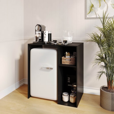 Flash Furniture Lotus Mini Fridge Bookshelf Storage Station Organizer ...