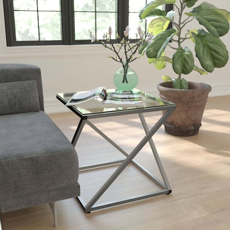 Flash Furniture Square End Table, Glass, Clear NAN-JH-1737-GG | Zoro