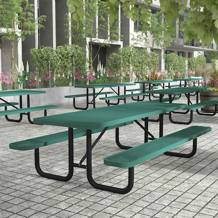Flash Furniture Mantilla 8' Rectangular Outdoor Picnic Table Green ...