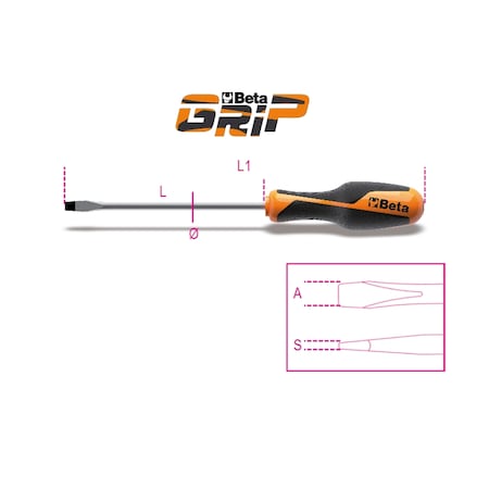 Beta Screwdriver, 12mm x 250mm 12600069 | Zoro