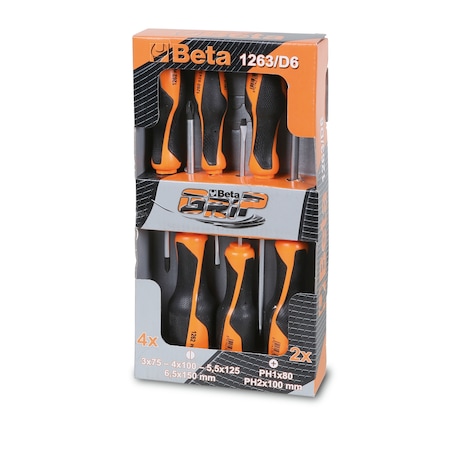 Beta Screwdriver Set, 1263/D6, 6 pcs. 12630006 | Zoro