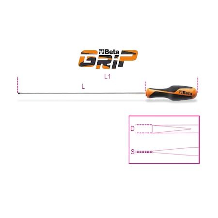 Beta 1264 L 3 x 300 Screwdriver for Headless Slotted Screws, long ...