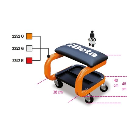 Beta Seat with Castors, Orange 22520001 | Zoro