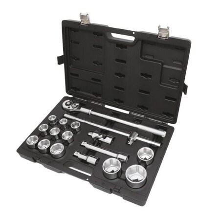Beta 17 Piece Socket Set - 12 3/4" Drive 6 pt Sockets, 3 Socket Ext, 2 ...