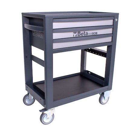 Beta Tool Cart, 3 Drawer, Light Gray, Sheet Metal, 30 in W x 18 in D x ...