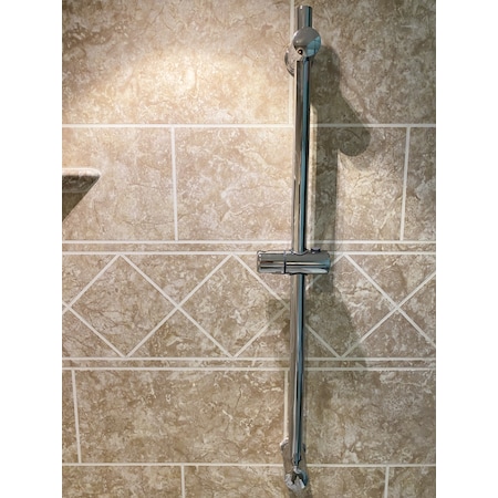 Bluevue Stainless Steel Sliding Bar with Slider, Chrome BV-SB01-C | Zoro
