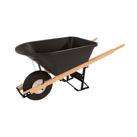 Bon Tool Barrow, Poly 5 3/4 Cubic Feet Tray, Single Knobby Tire Wood ...