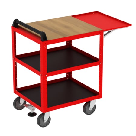 Borroughs Blue Basic Service Cart With Flip-Up Shelf, Hardwood Top And ...
