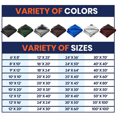 Tarpco Safety 12 ft x 12 ft Heavy Duty 14 Mil Tarp, Maroon ...
