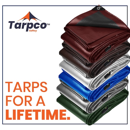 Tarpco Safety 24 ft x 30 ft Heavy Duty 14 Mil Tarp, Maroon ...