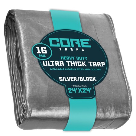 Core Tarps Heavy Duty Tarp, 24 ft L x 0.5 mm H x 24 ft W, 16 Mil ...