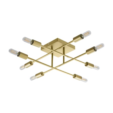 Bromi Design Halton 8 Light Gold Flush mount Ceiling Fixture with Bulbs ...
