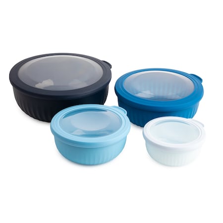 Core Kitchen Set of 4 Ribbed Round Storage Bowls - 13.5oz/24.7oz/42.3oz ...