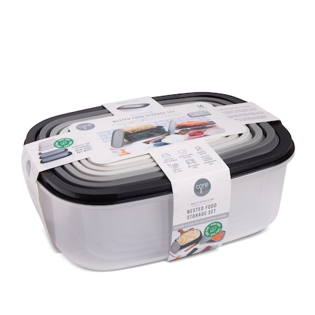 Core Kitchen 14pc Rectangular Food Storage Bowl Set - Black Ombre 48029 ...