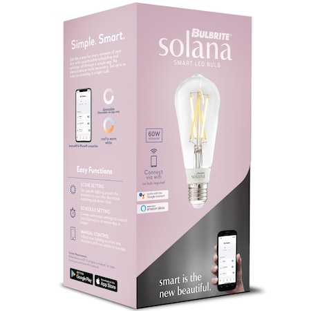 Bulbrite Solana 60-Watt Equivalent ST18 Dimmable Smart Wi-Fi Connected ...