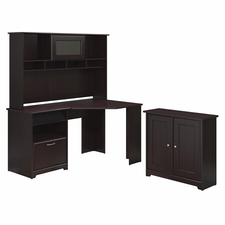 Bush Business Furniture Cabot Corner Desk W/ Hutch and Small Storage ...