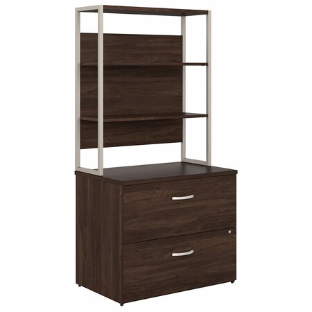 Bbf Hybrid 2 Drawer Lateral File Cabinet with Shelves in Black Walnut ...