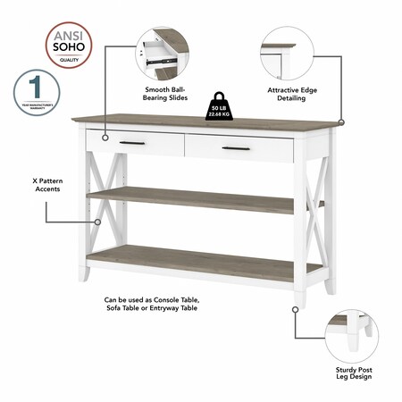 Bush Business Furniture Key West Console Table W/ Drawers and Shelves ...
