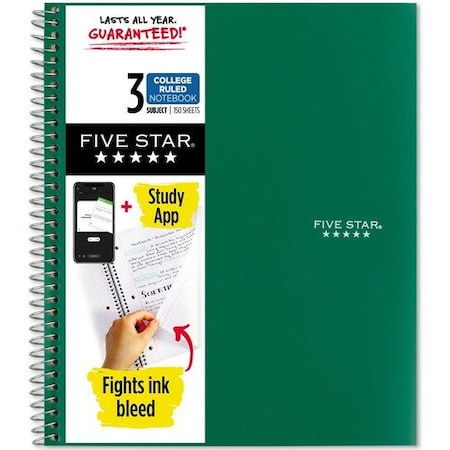 Mead Notebook, 3-Subject, Spiral, 8-1/2inx11-1/2in, Green MEA72067 | Zoro