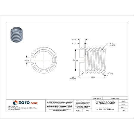 E-Z Lok Standard Wall Self Locking Thread Insert, 1/2"-13 Int Thrd Sz ...