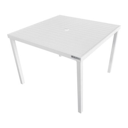 Gec Global Industrial 40in Square Aluminum Slatted Dining Table White ...