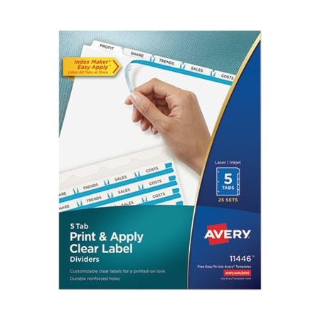 Avery Dennison Avery, PRINT AND APPLY INDEX MAKER CLEAR LABEL DIVIDERS ...