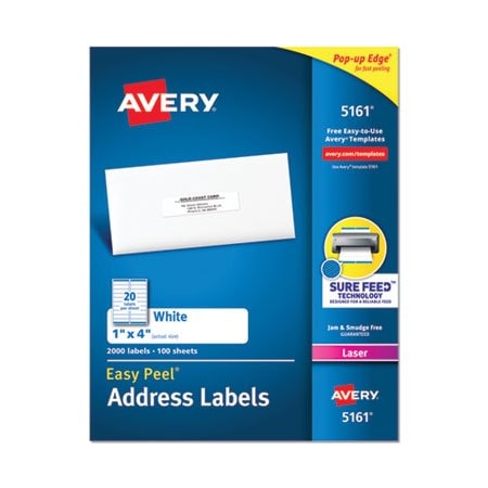 Avery Dennison LABEL, ADRS, 1X4, 20/SH 5161 | Zoro