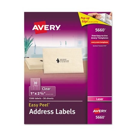 Avery Dennison LABEL, LR1X2.62, 1500/BX, CL 5660 | Zoro