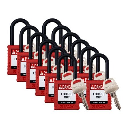 Brady Brady Safety Lockout Padlock, Keyed Different, 1-1/2in, Plastic ...