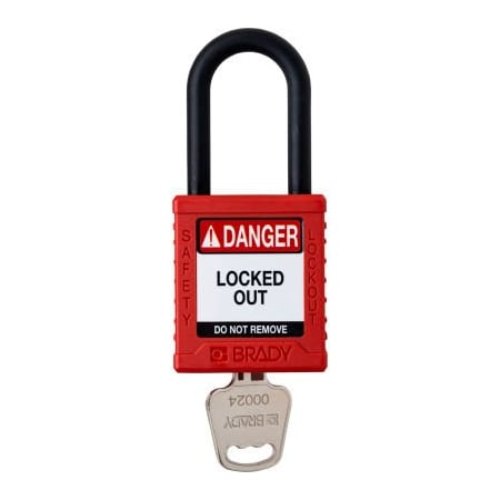 Brady Safety Lockout Padlock, Keyed Different, 1-1/2in, Plastic/Nylon ...