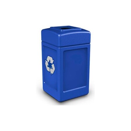 Dci Marketing PolyTec Recycling Can w/Square Open Top, 42 Gallon, Blue ...