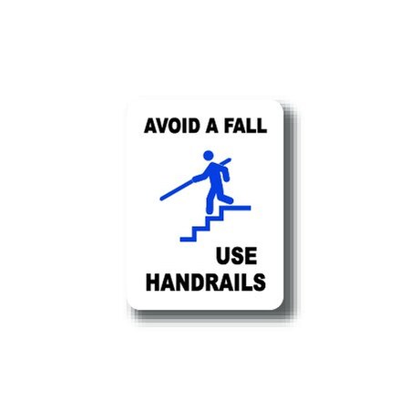 Ergomat 12in x 9in RECTANGLE SIGNS - Avoid A Fall Use Handrails DSV ...