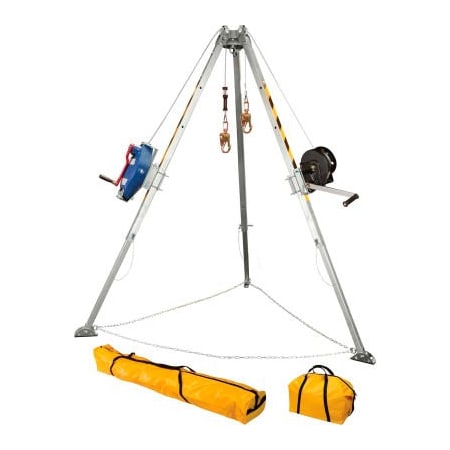 Falltech FallTech Adjustable 8' Aluminum Confined Space Tripod Kit w/ 3 ...