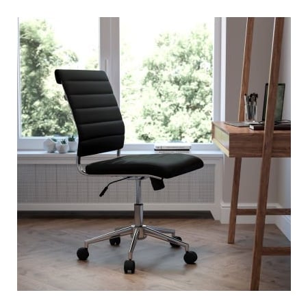Gec Flash Furniture Mid-Back Armless Black LeatherSoft Contemporary ...