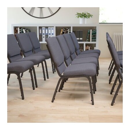 Gec Flash Furniture 18.5inW Stacking Church Chair - Fabric - Dark Gray ...