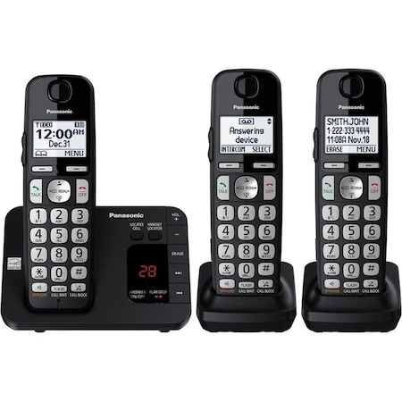 Panasonic Three Handset Cordless Phone KXTGE433B | Zoro