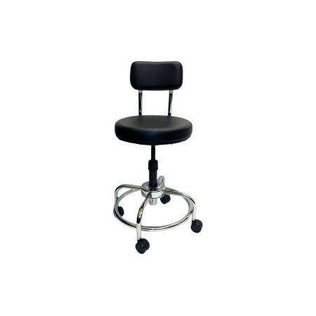 Lds Industries ShopSol Round Vinyl Lab Stool with Backrest - Black ...