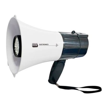 Mg Electronics 20-Watt Megaphone with LED Flashlight, USB Port, Record ...
