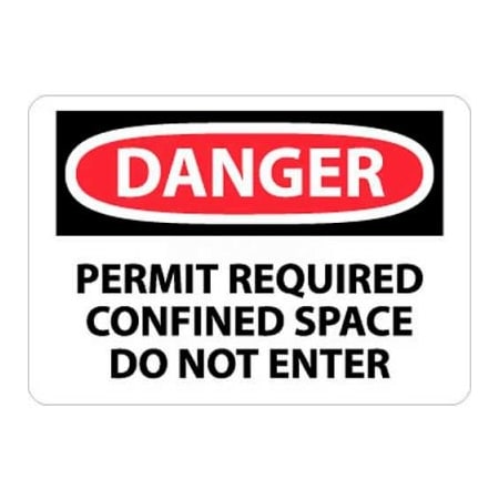 National Marker Co NMC OSHA Sign, Danger Permit Required Confined Space ...