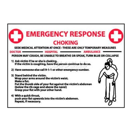 National Marker Co NMC Sign, Choke Emergency Response, 10in X 14in ...
