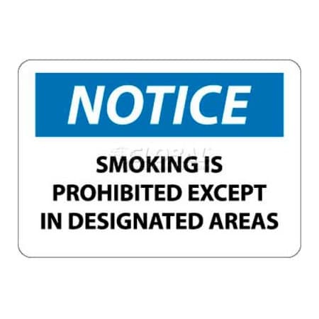 National Marker Co NMC OSHA Sign, Notice Smoking Is Prohibited Except ...