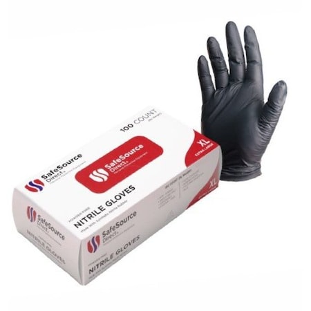 SAFE SOURCE Black, S, 4 mil, Nitrile Powder-Free, Disposable Gloves ...